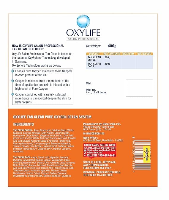 Oxylife Salon Professional Tan Clean 400gm for All Skin Types Oxylife Salon Professional Tan Clean 400gm for All Skin Types